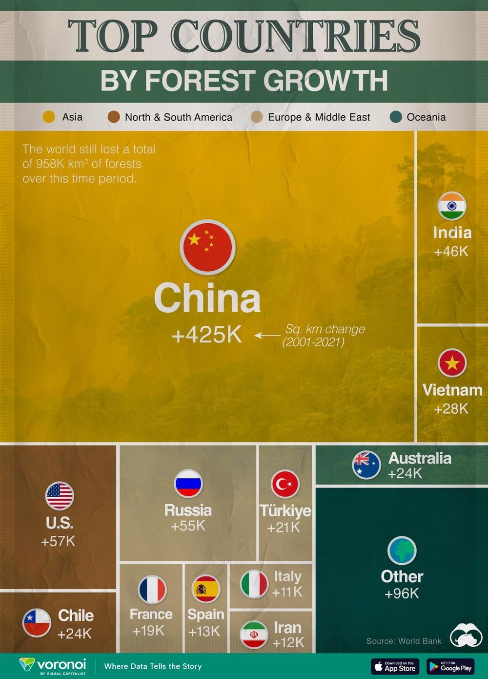 Vietnam ranks fifth in Top Countries By Forest Growth Since 2001