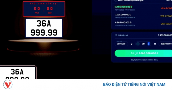 Biển số ô tô 36A-999.99 Thanh Hóa được chốt giá 7,465 tỷ đồng