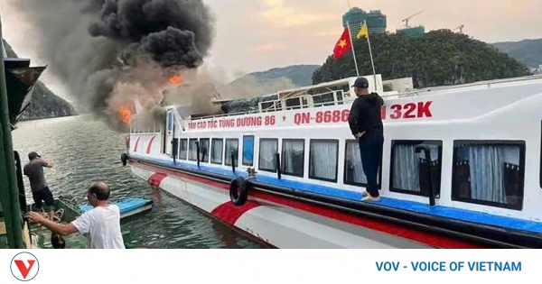 Five crew members escape as fire burns down high-speed motorized boat