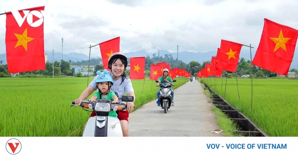 A Road of Flags: National pride flutters across Muong Thanh rice field